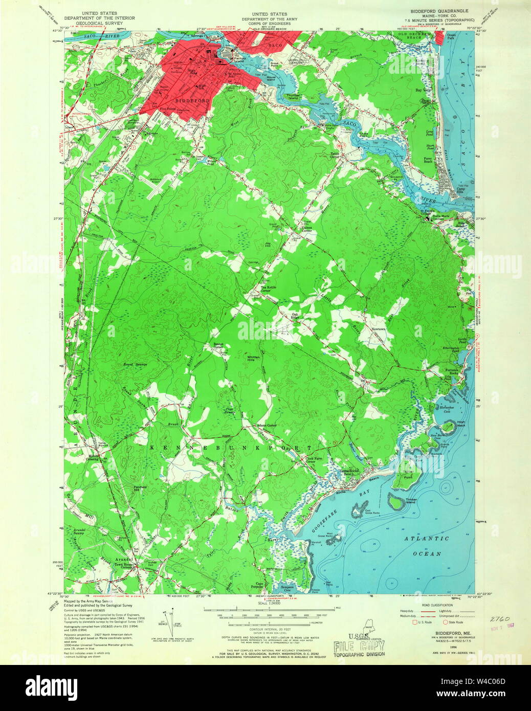 Maine USGS Historical Map Biddeford 806506 1956 24000 Restoration Stock ...