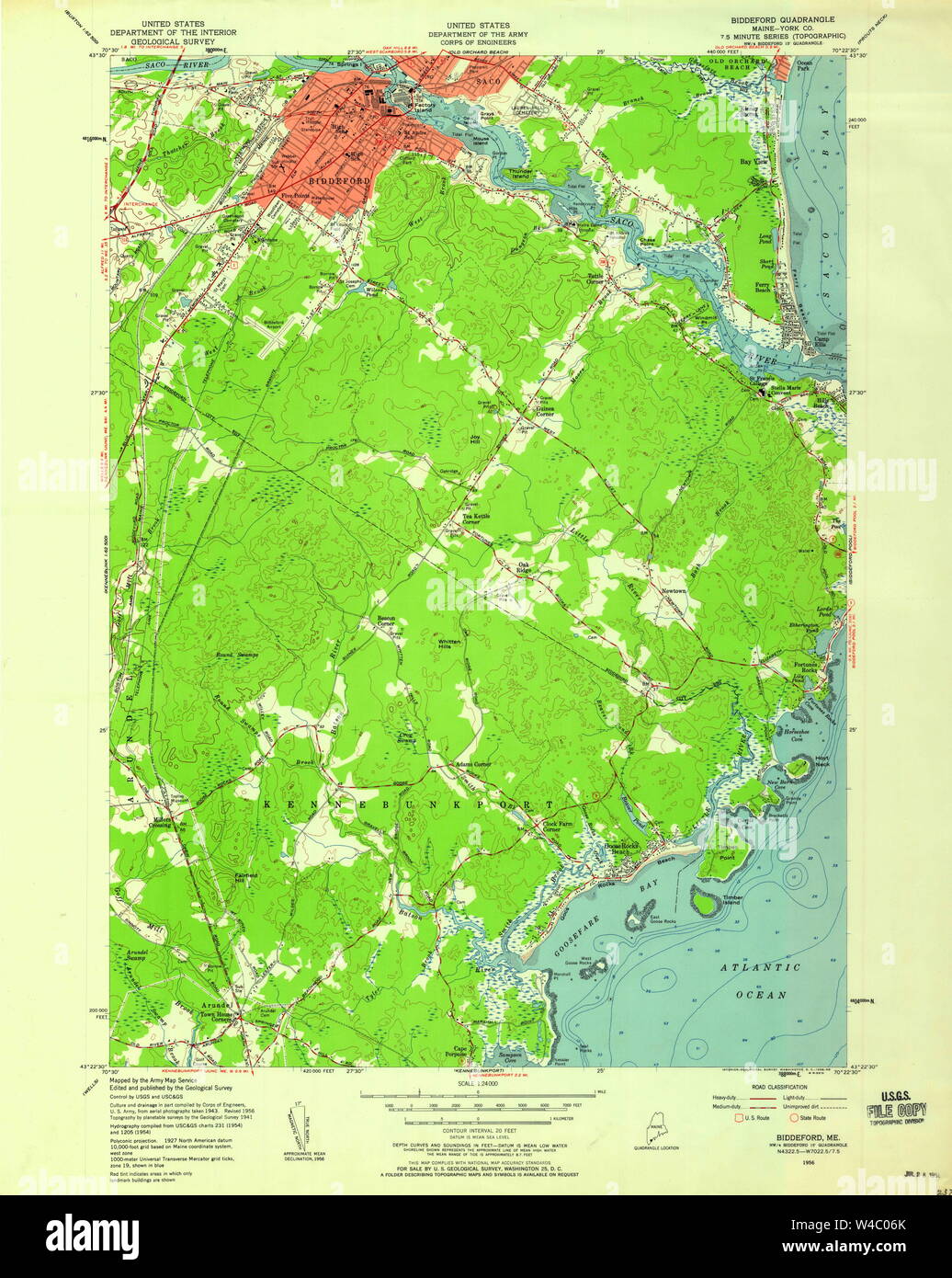 Maine USGS Historical Map Biddeford 806508 1956 24000 Restoration Stock ...