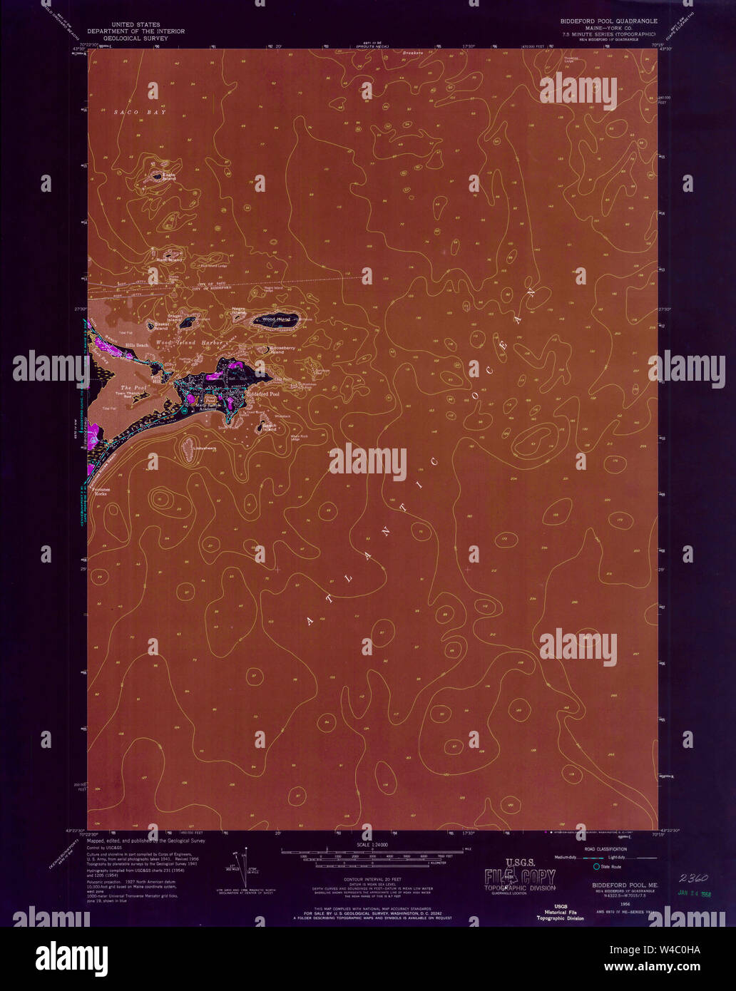 Maine USGS Historical Map Biddeford Pool 806511 1956 24000 Inversion ...