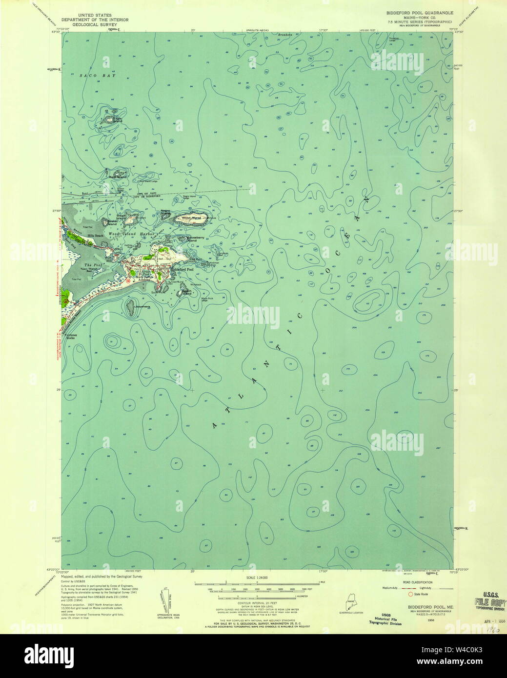 Maine USGS Historical Map Biddeford Pool 806512 1956 24000 Restoration ...