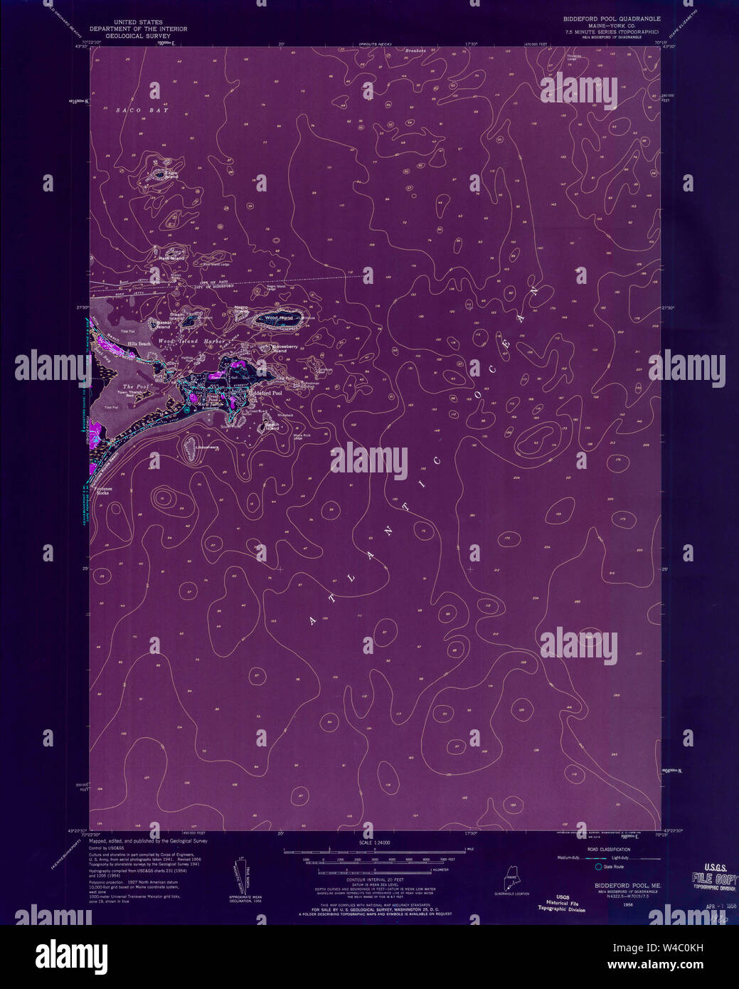 Maine USGS Historical Map Biddeford Pool 806512 1956 24000 Inversion ...