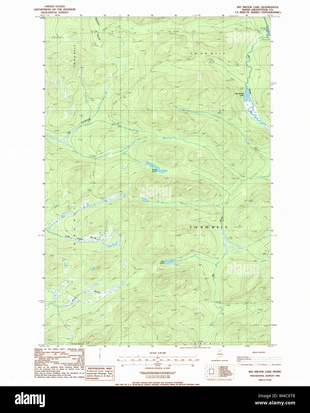 Maine USGS Historical Map Big Brook Lake 104922 1986 24000 Restoration ...