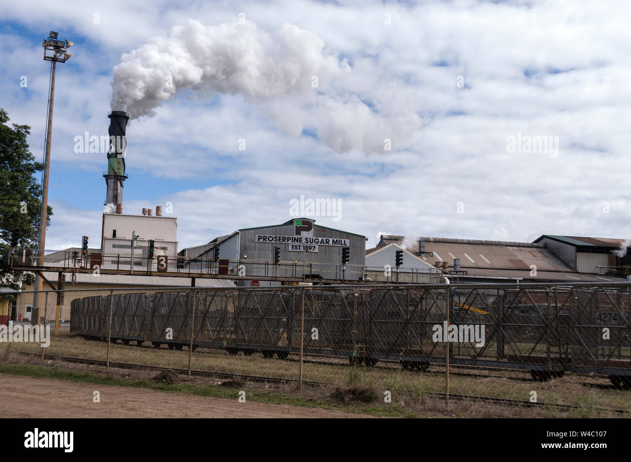Proserpine Sugar Mill with its sugar cane train marshalling yard at ...