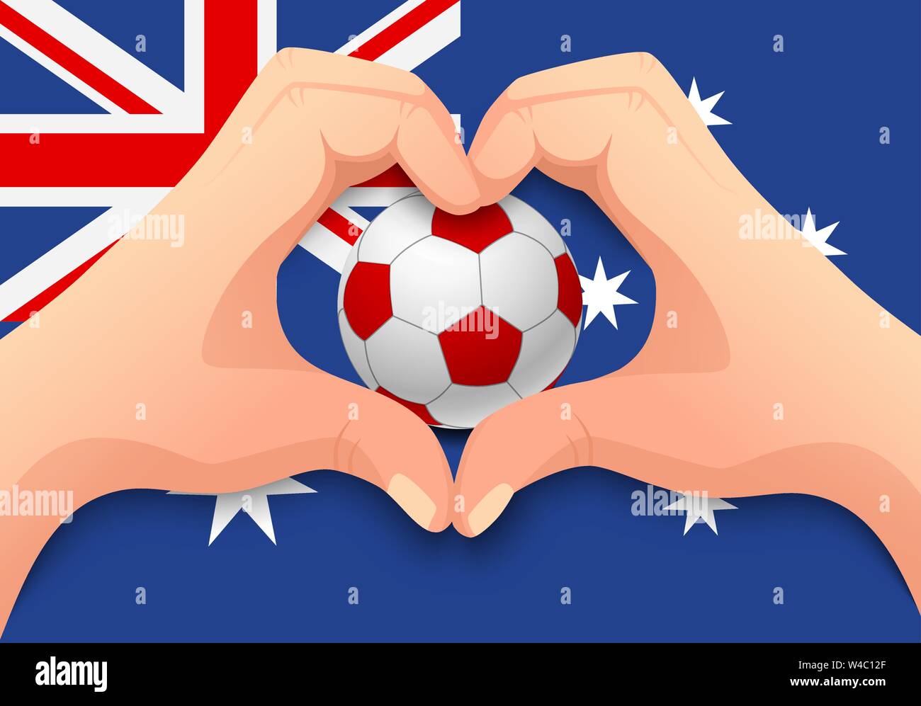 Australia flag and hand heart shape. National football background ...