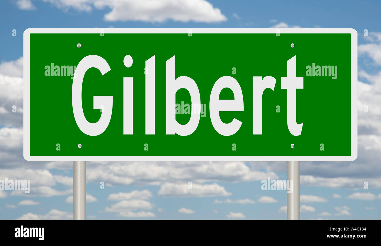 A rendering of a green highway sign for Gilbert Arizona Stock Photo - Alamy