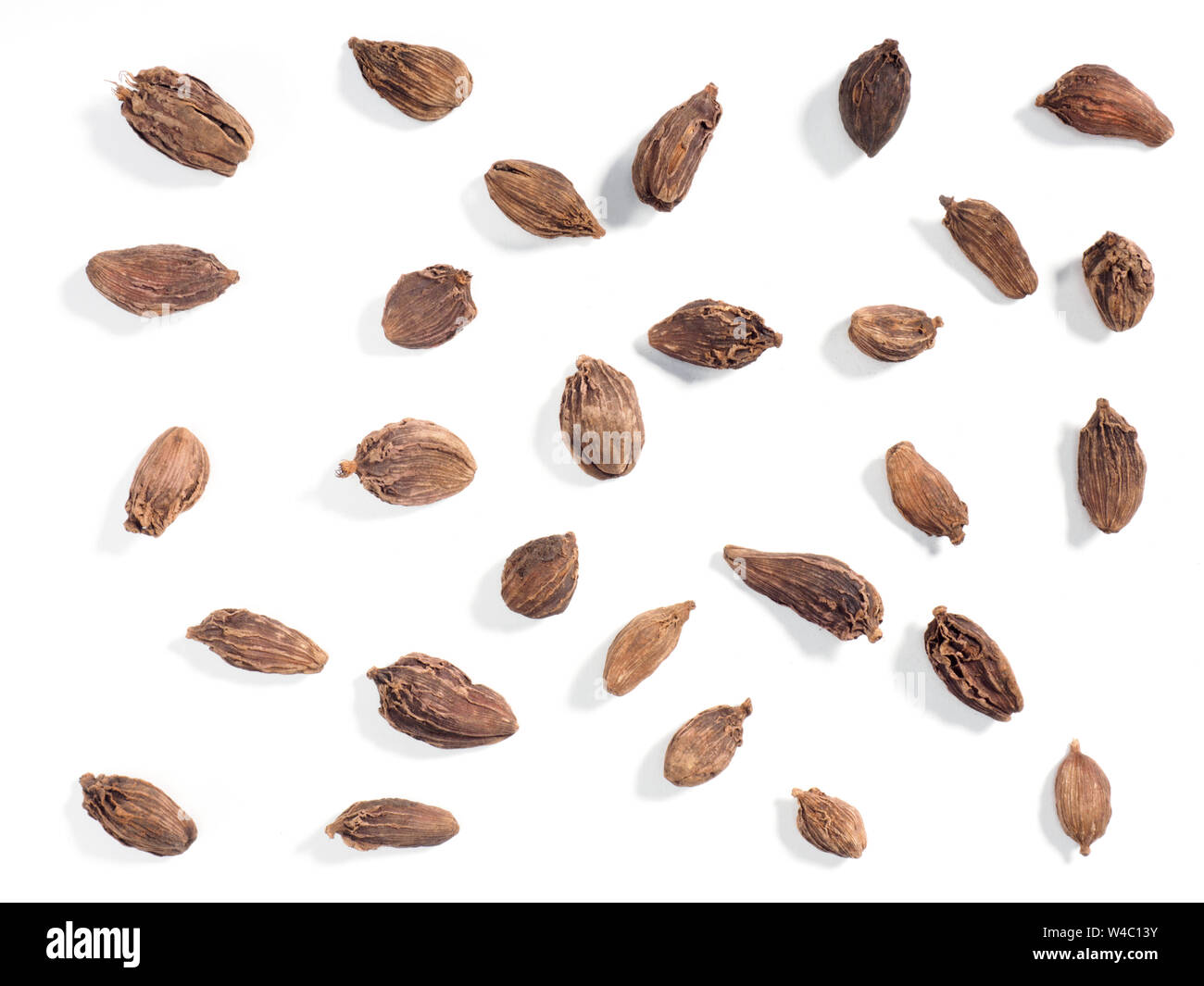 Black cardamom (Amomum subulatum) on a white background Stock Photo - Alamy
