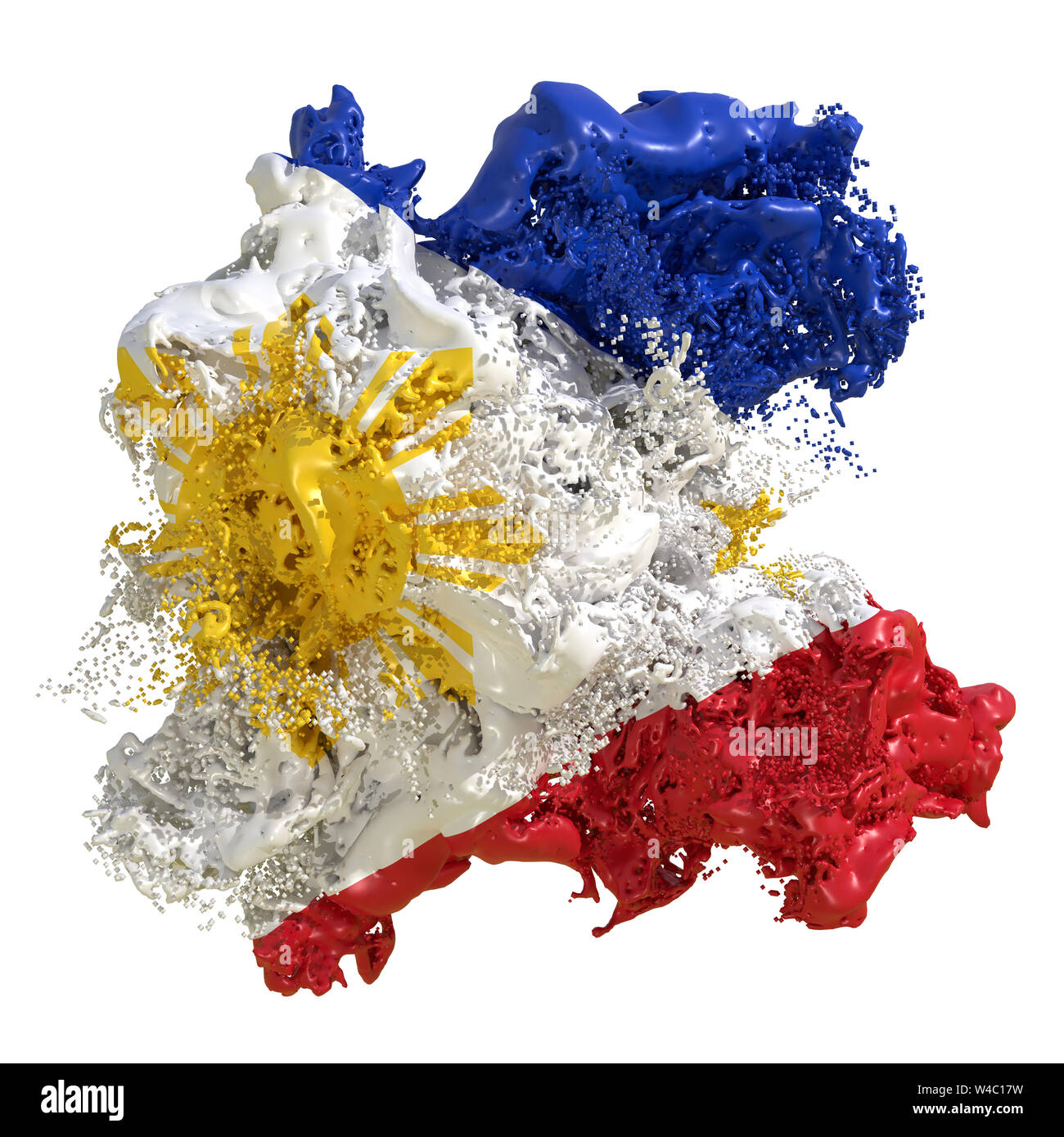 3d rendering of a Philippines country flag in a liquid fluid. Isolated ...