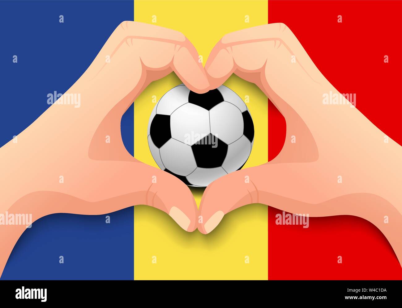 Chad flag and hand heart shape. National football background. Soccer ...