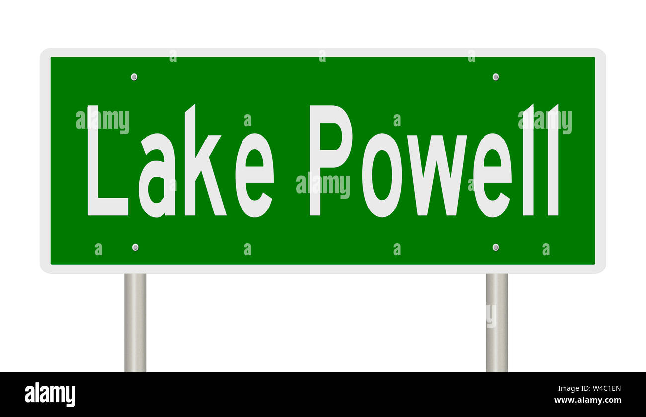 A rendering of a green highway sign for Lake Powell Stock Photo - Alamy