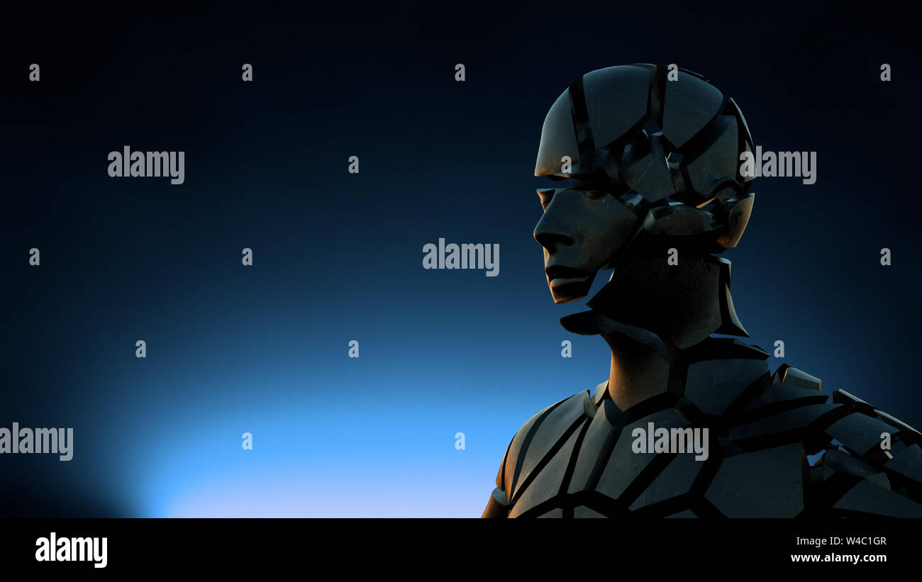 3d render. Head Human shattered portrait Stock Photo - Alamy