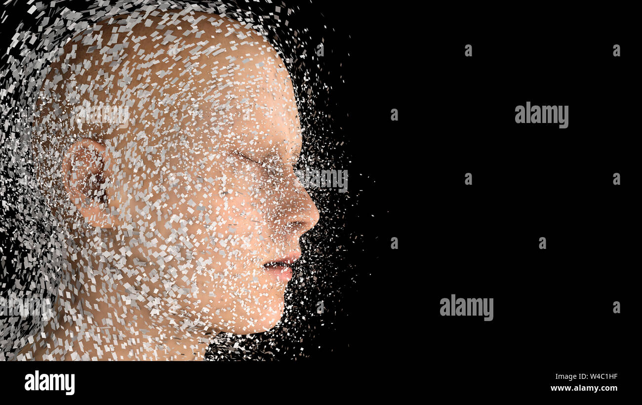 3d render. Head Human shattered portrait Stock Photo - Alamy