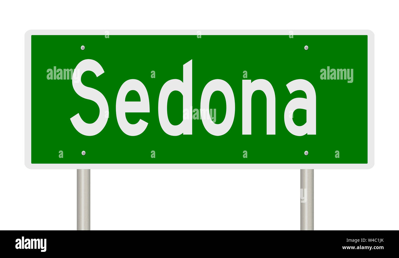 A rendering of a green highway sign for Sedona Arizona Stock Photo - Alamy