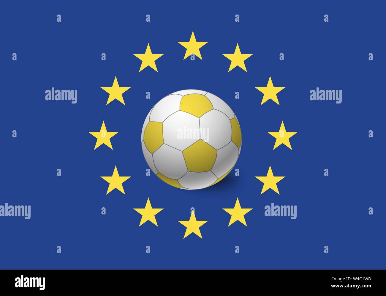 EU flag and soccer ball. National football background. Europe flag ...