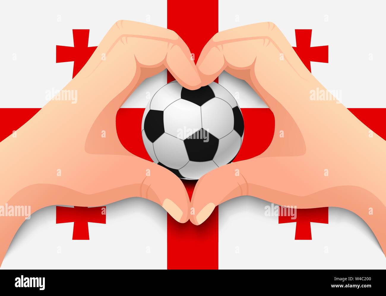 Georgia flag and hand heart shape. National football background. Soccer ...