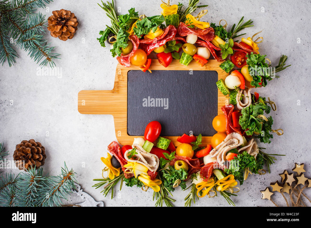 Christmas food background. Christmas festive snack on a serving ...