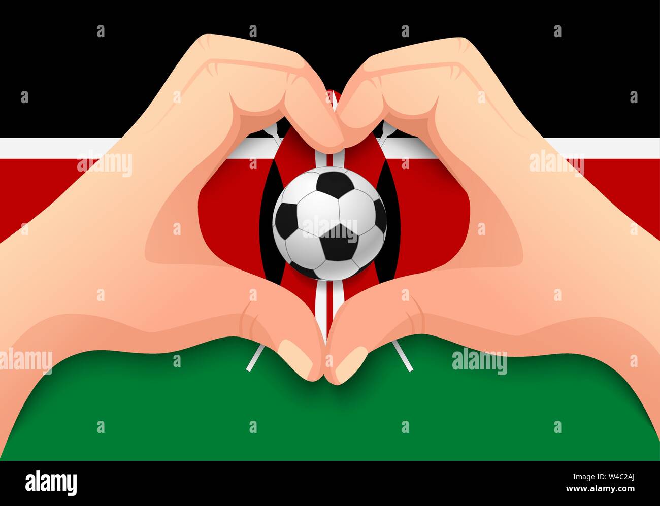 Kenya flag and hand heart shape. National football background. Soccer ...