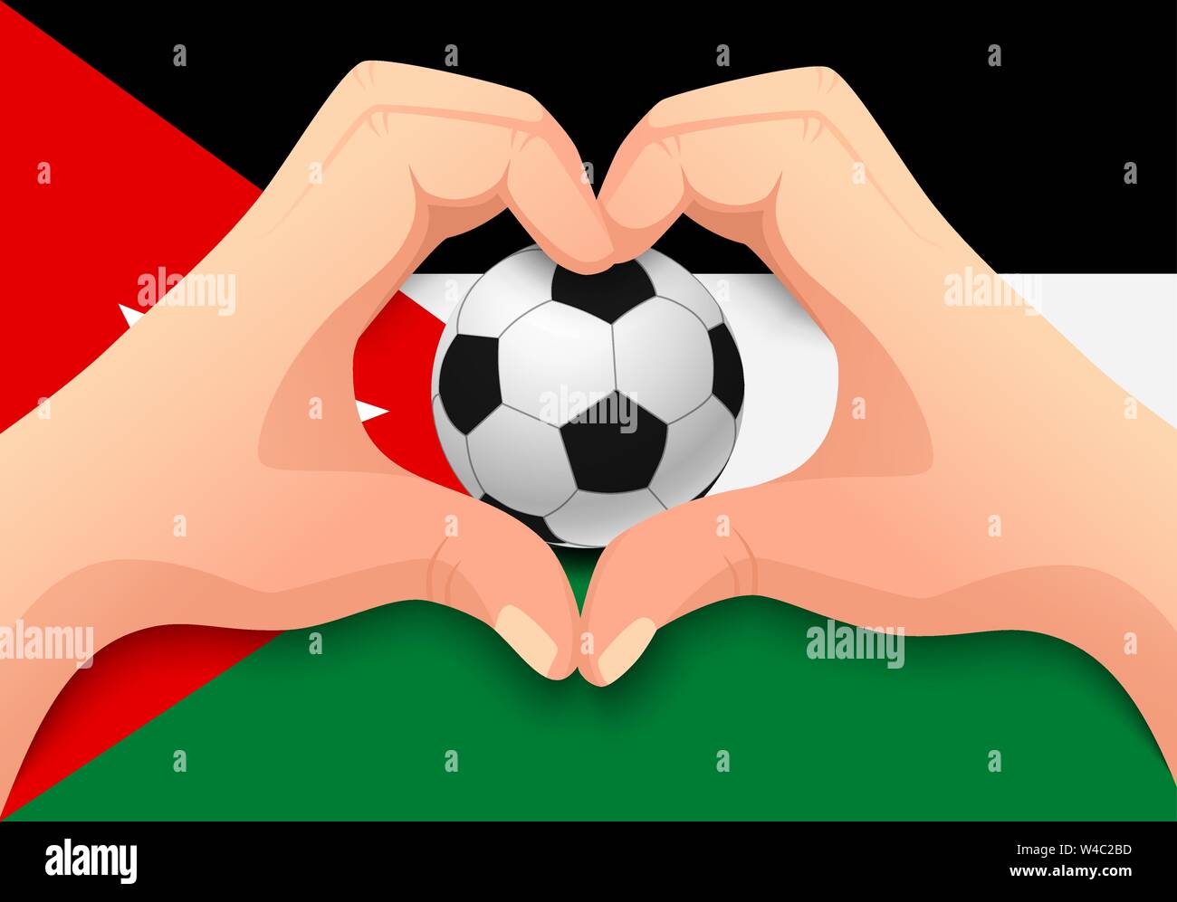 jordan flag and hand heart shape. National football background. Soccer ...