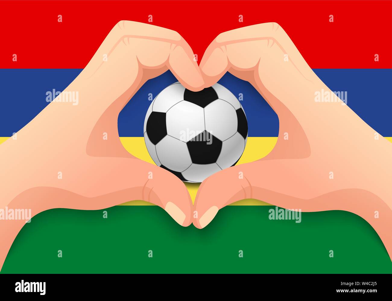 Mauritius flag and hand heart shape. National football background ... Mauritius flag and hand heart shape. National football background ...
