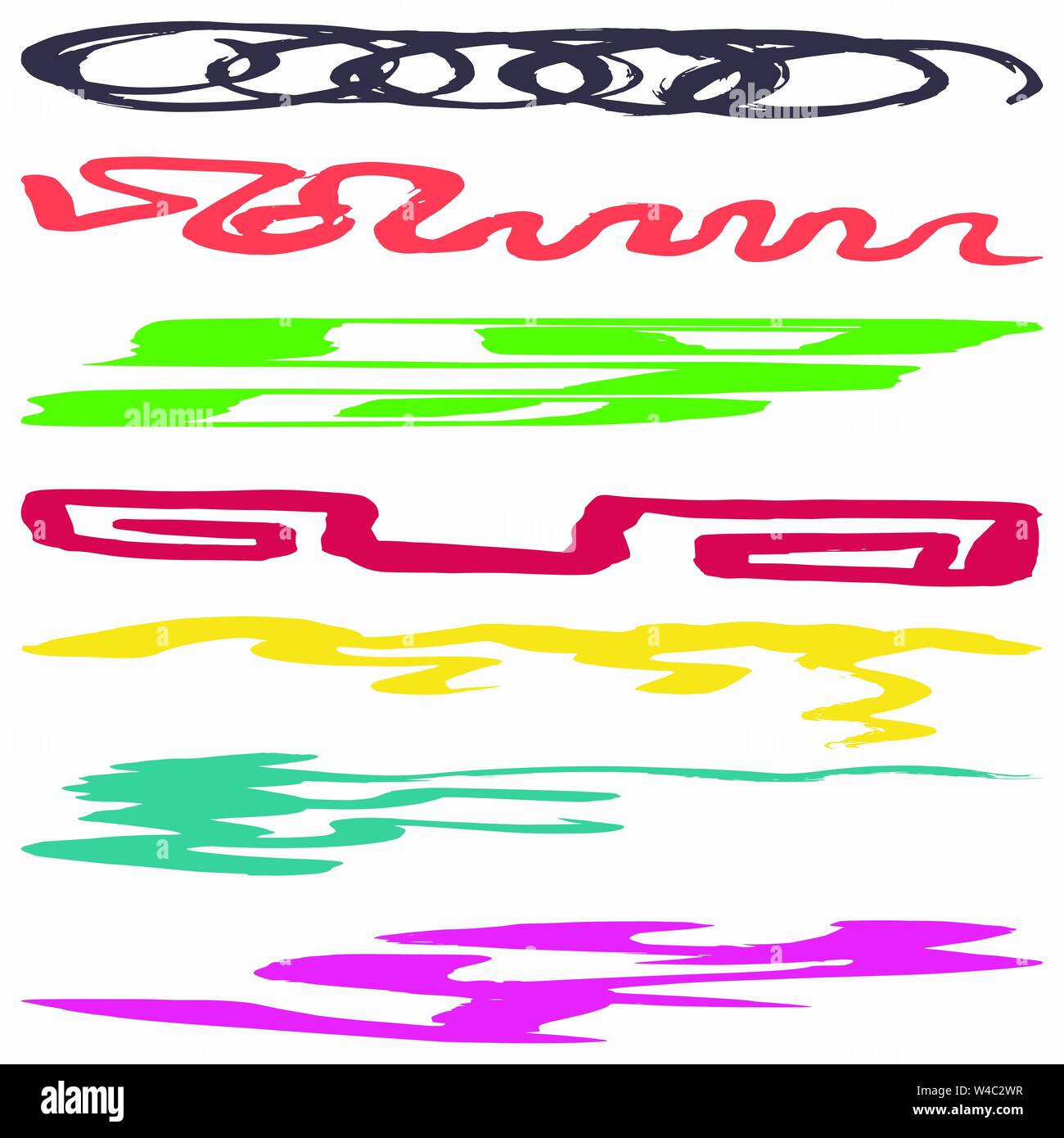 beautiful collection of colored lines Graffiti symbols vector ...