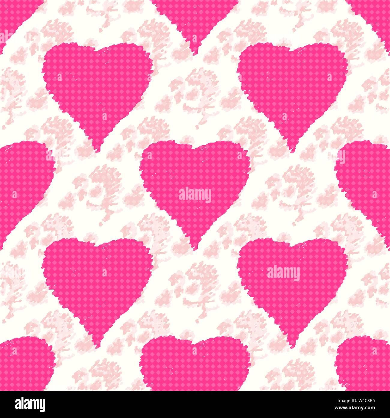 pink hearts on a beautiful gentle background seamless pattern vector ...