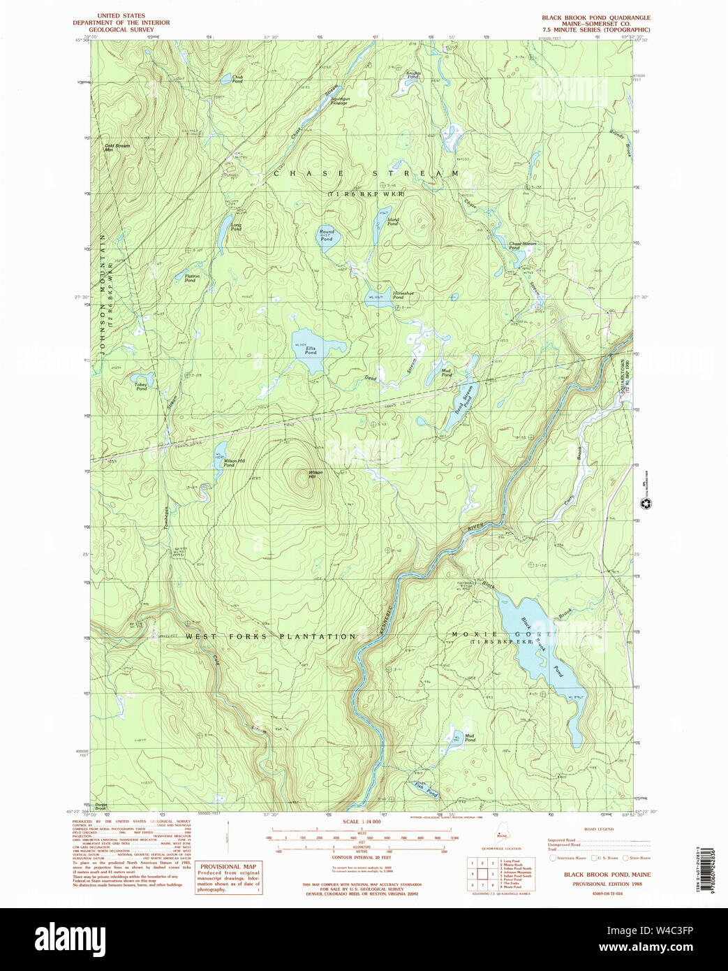 Maine USGS Historical Map Black Brook Pond 104930 1988 24000 ...