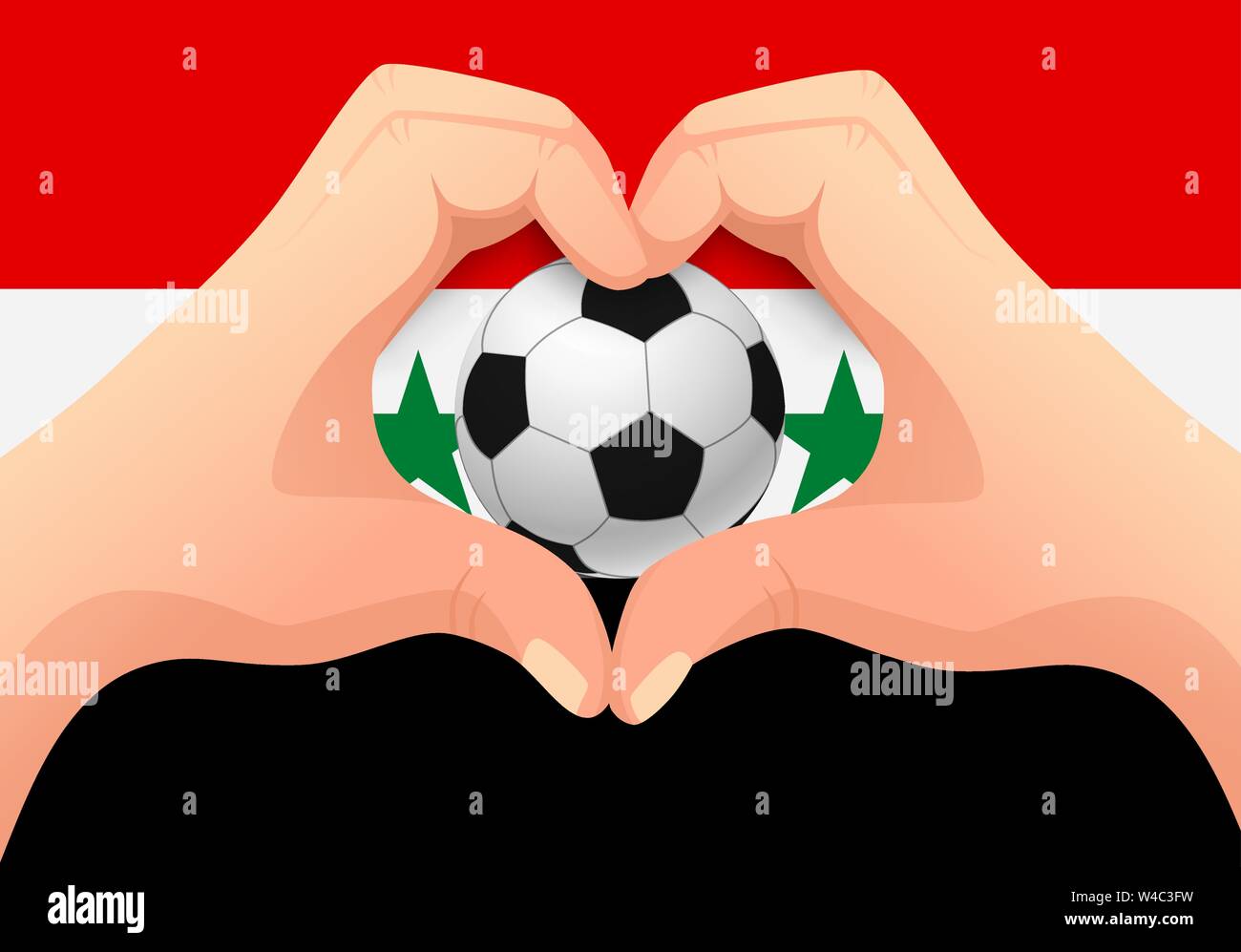 Syria flag and hand heart shape. National football background. Soccer ...