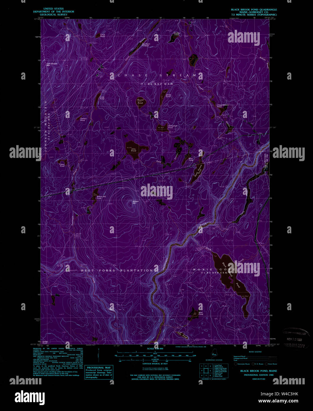 Maine USGS Historical Map Black Brook Pond 460211 1988 24000 Inversion ...
