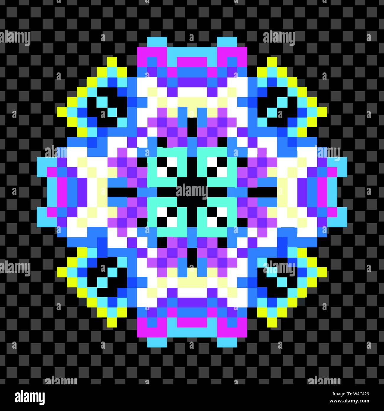 beautiful mandala of pixels on a black background Stock Vector Image ...