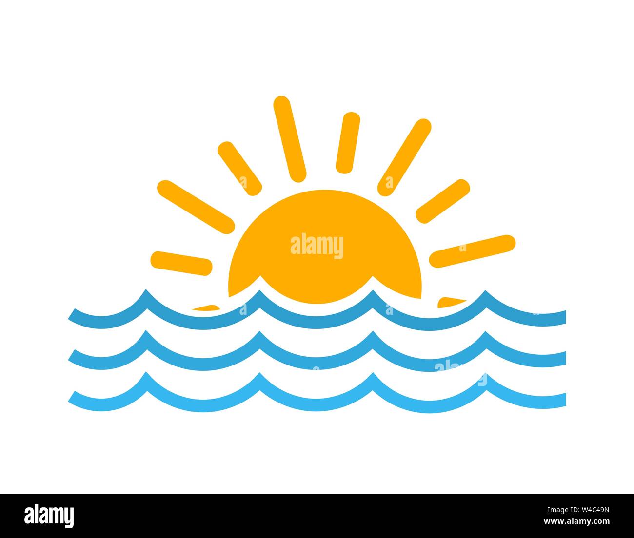 Sun and sea waves symbol illustration Stock Vector Image & Art - Alamy