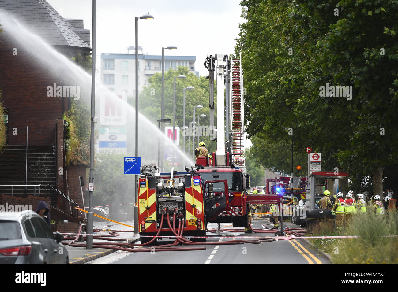 Fire fighters at the scene of a fire at Walthamstow Mall on Selbourne ...