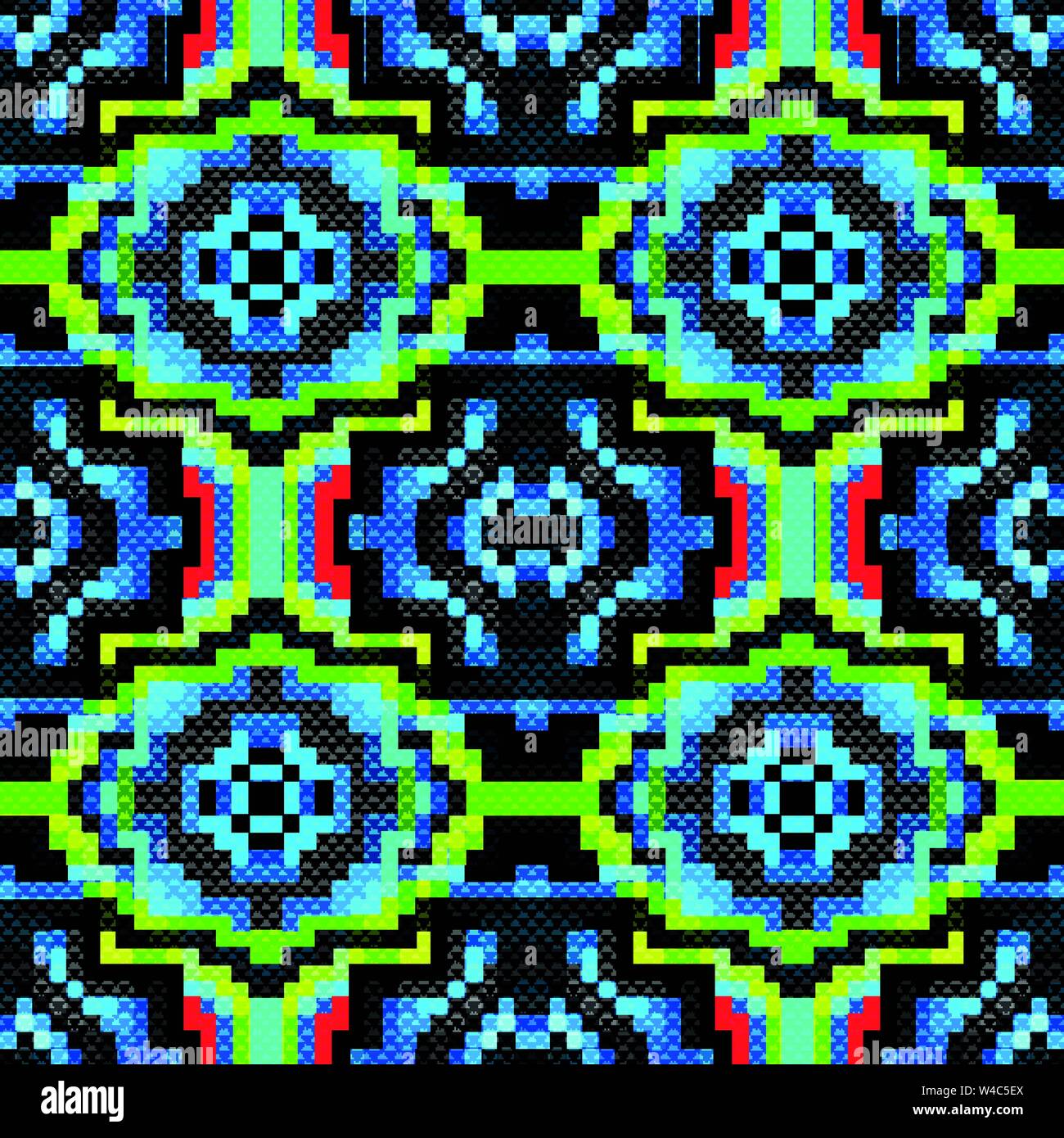 pixels colored geometric seamless pattern vector illustration Stock ...