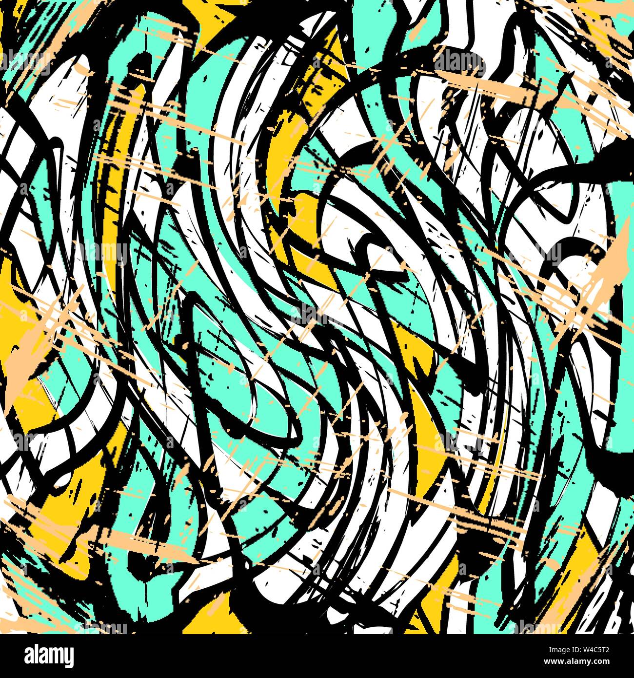 colored lines Graffiti pattern on a black background vector ...