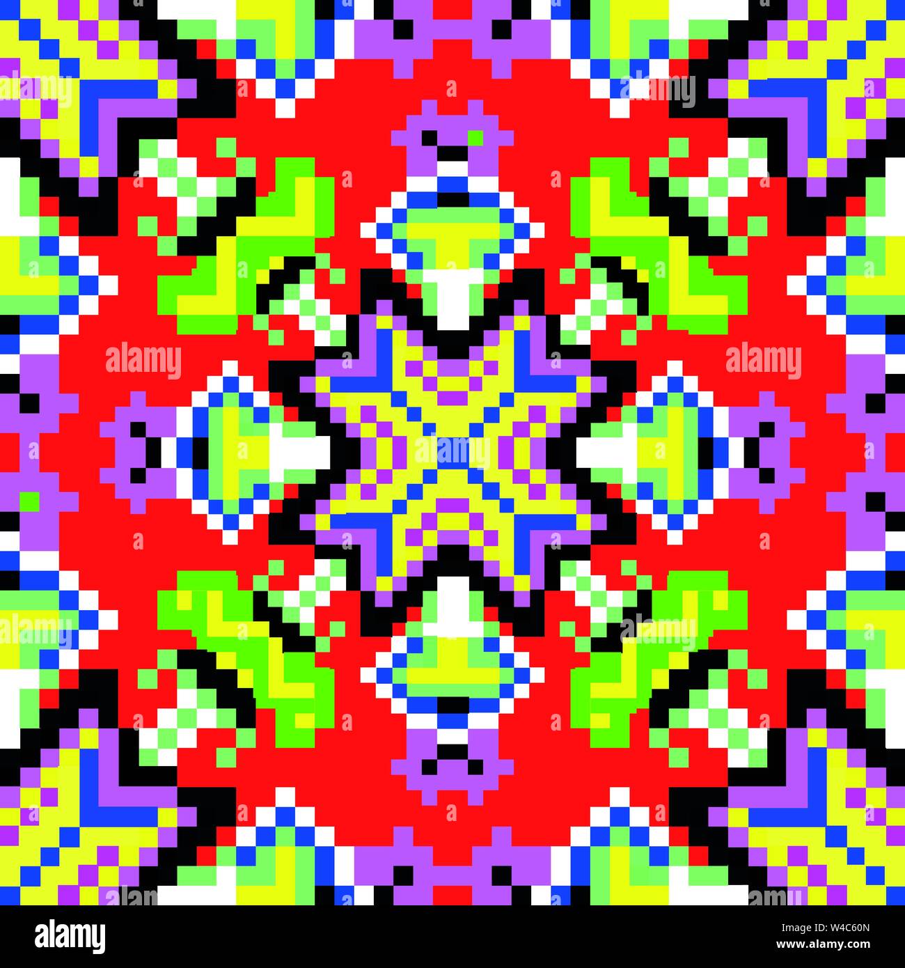 pixels colored geometric seamless pattern vector illustration Stock ...