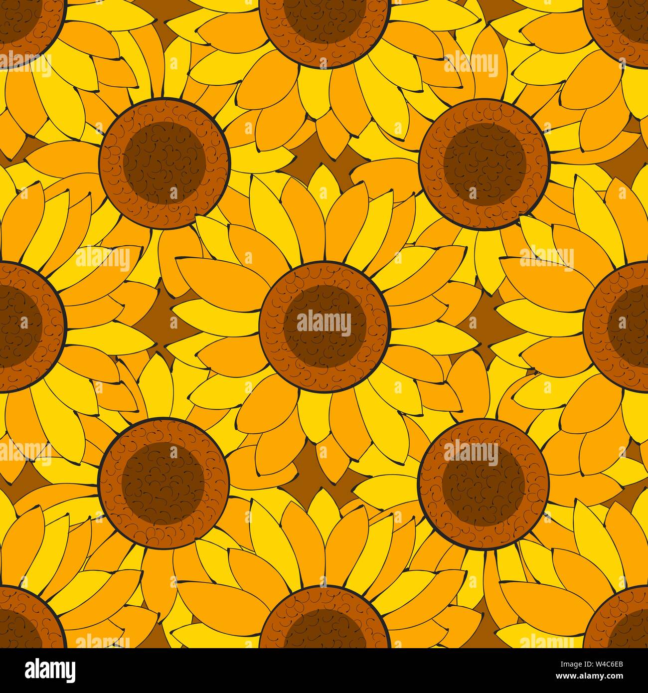 Sunflower Seed Vector Floral Seamless Pattern For Your Design Stock ...