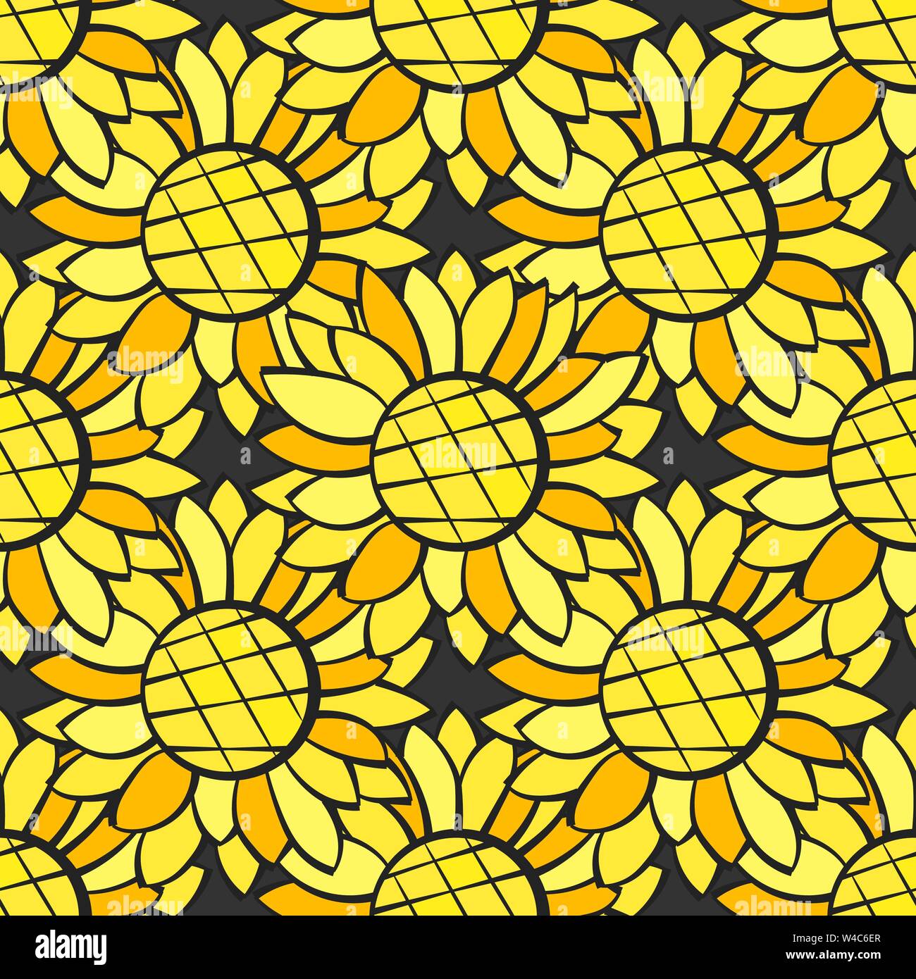 Sunflower Seed Vector Floral Seamless Pattern For Your Design Stock ...