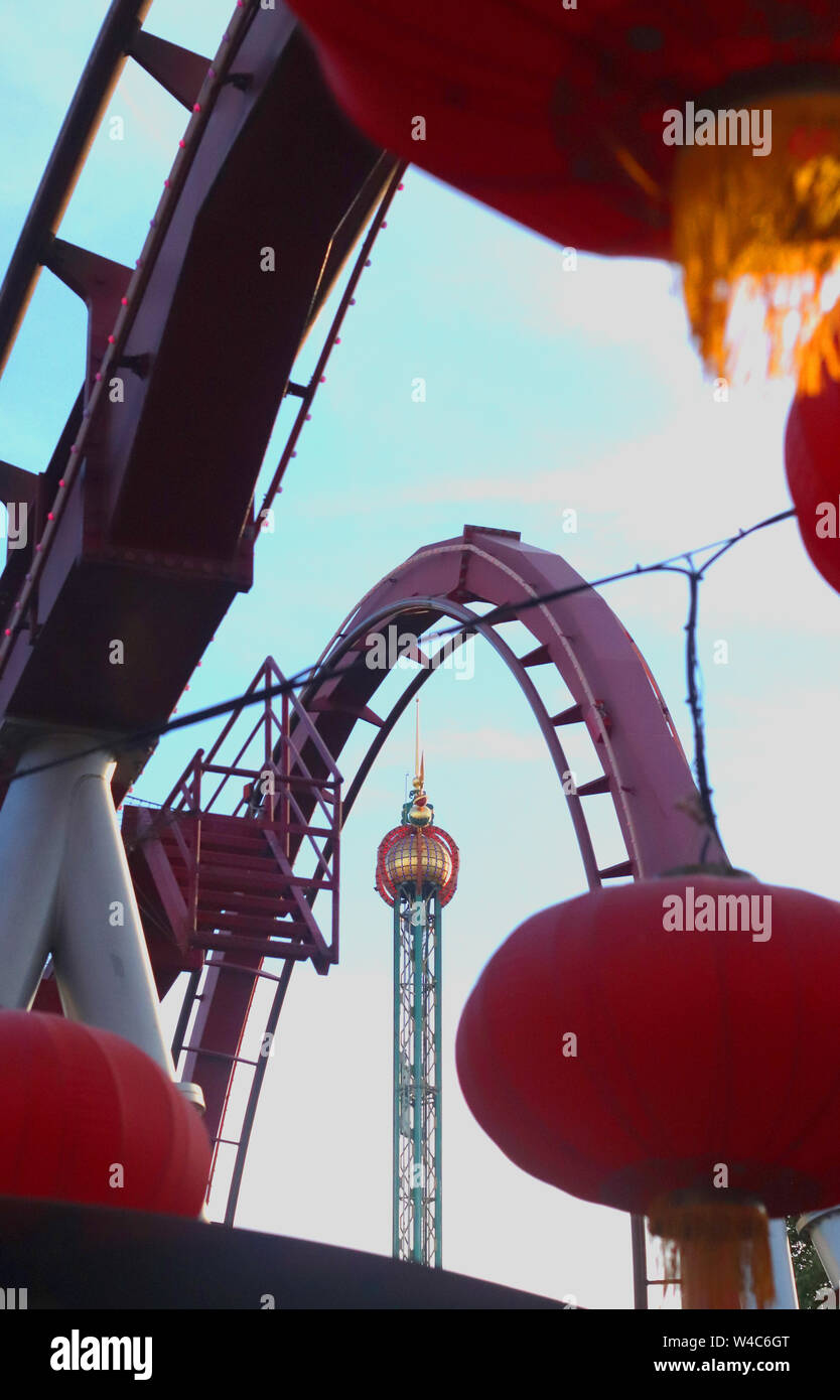 The Demon roller coaster in Tivoli Gardens, Copenhagen. In the ...