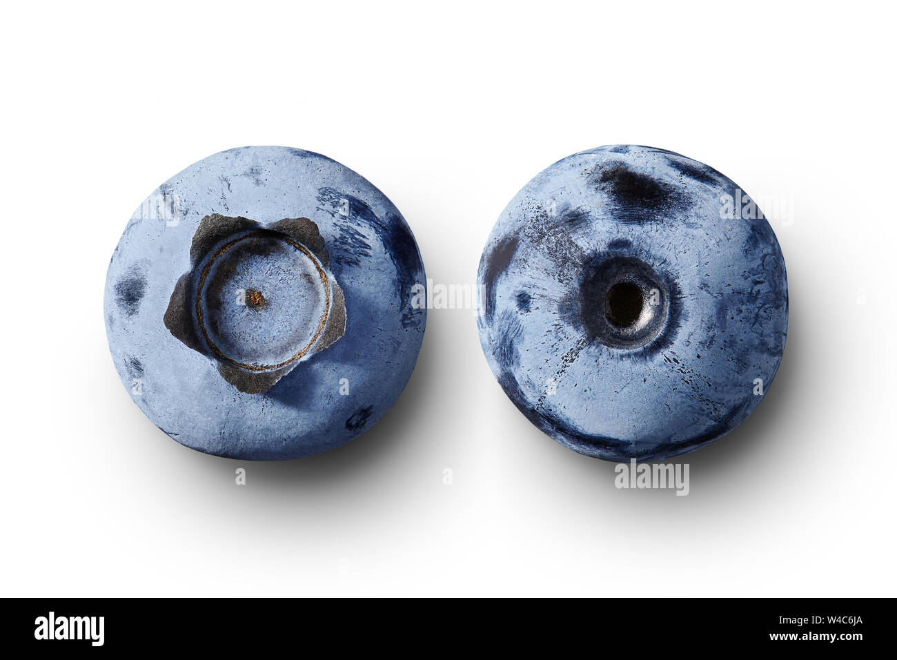 Fresh blueberries isolated on white background, natural look. Front and ...
