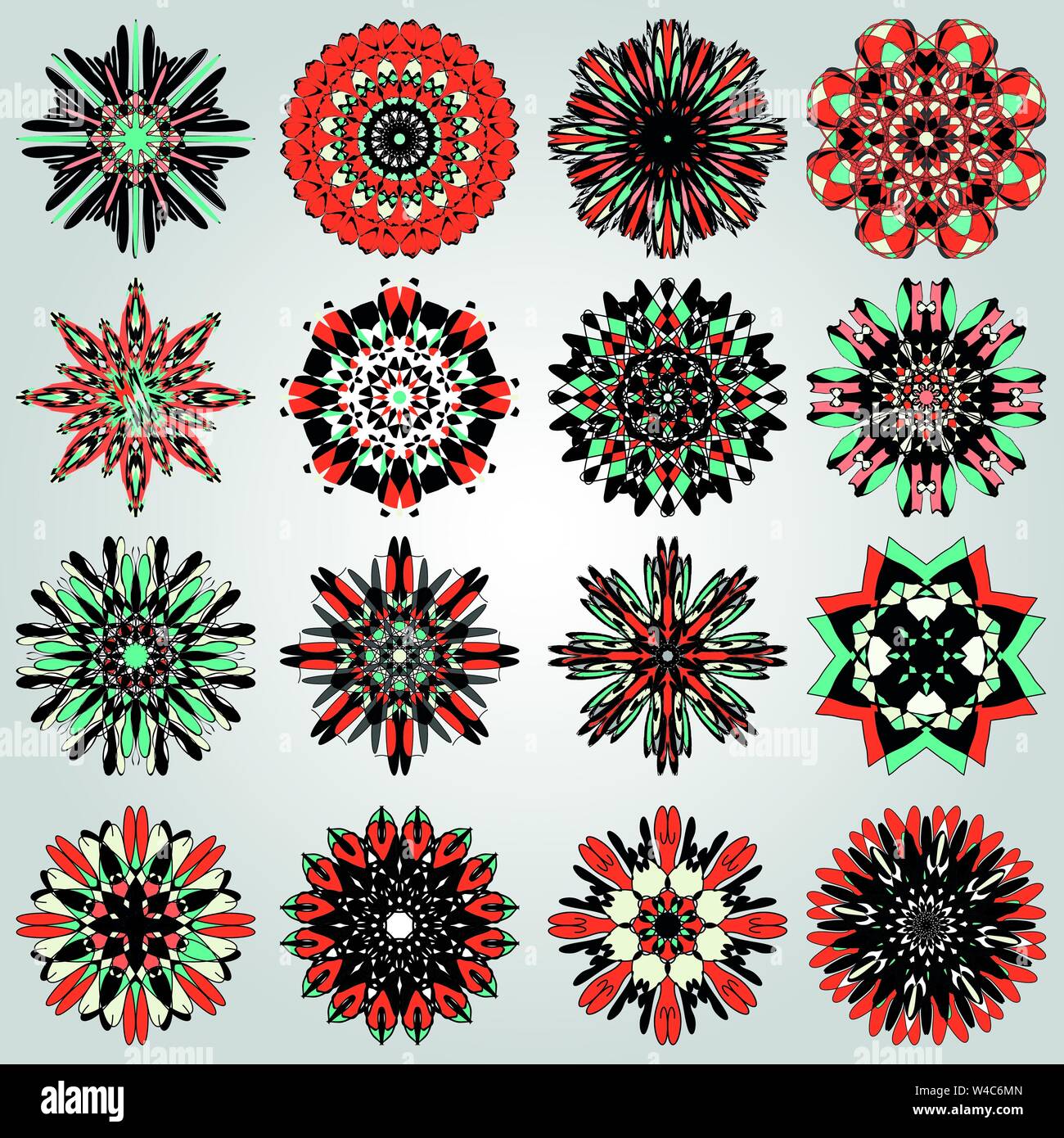bright colored mandala symbol vector illustration collection Stock ...