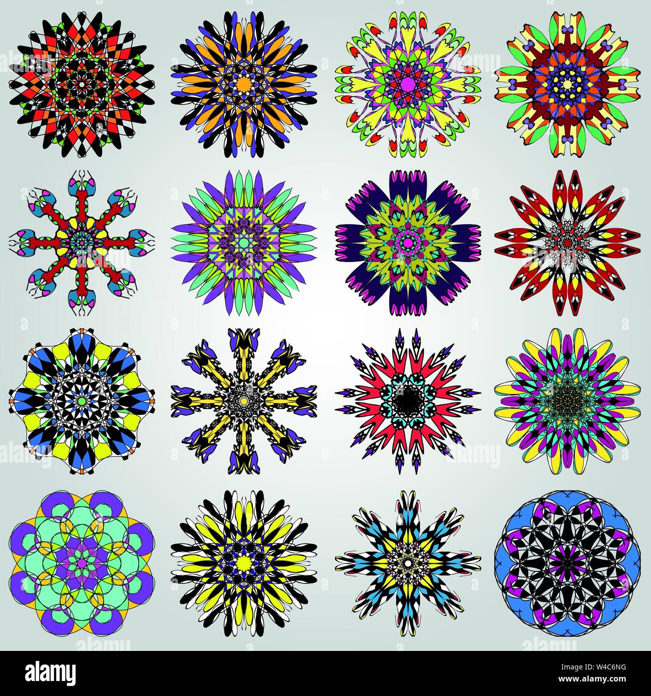 bright mandala symbol vector illustration collection Stock Vector Image ...