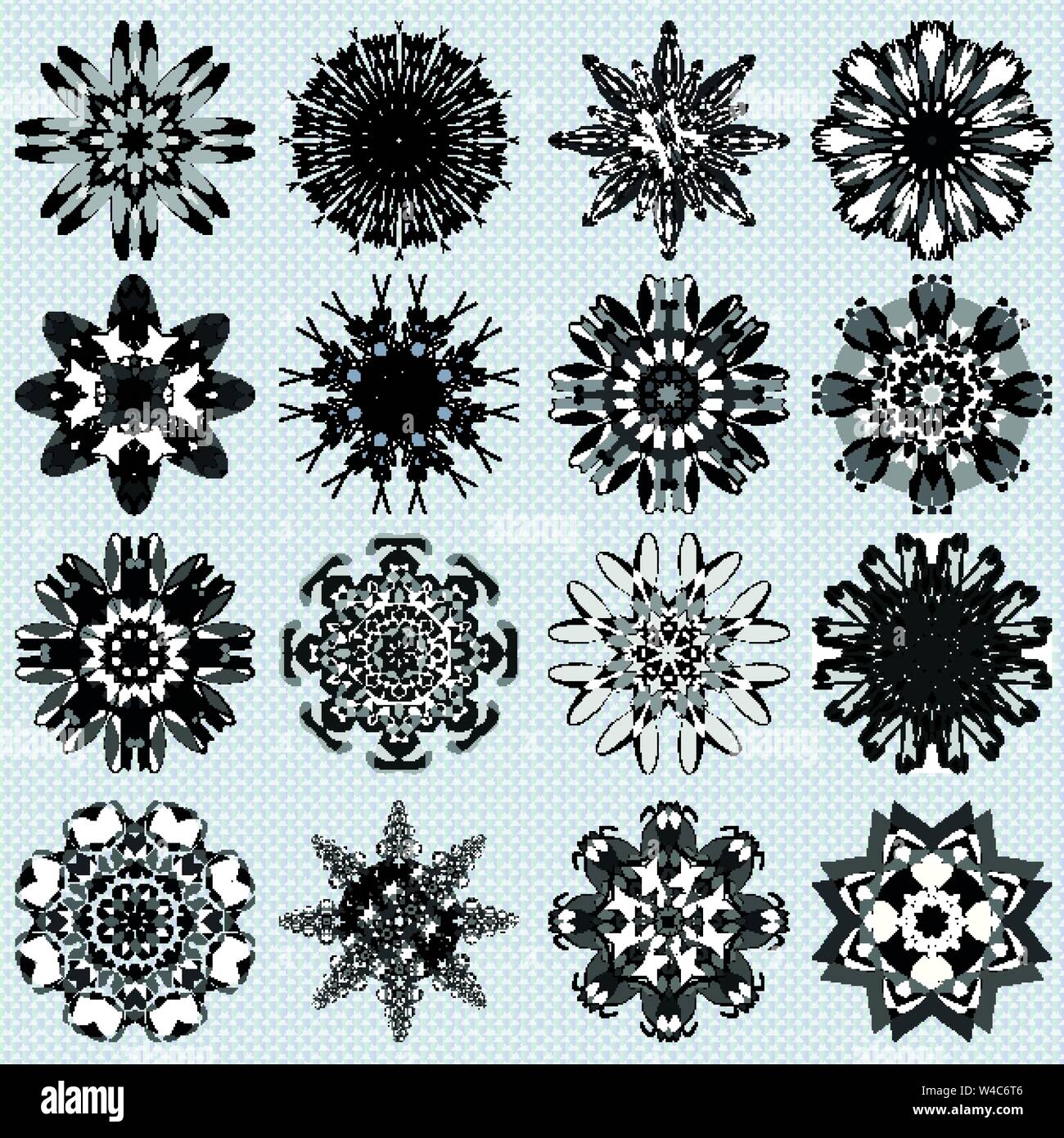 Mandala collection of monochrome symbol vector illustration Stock ...