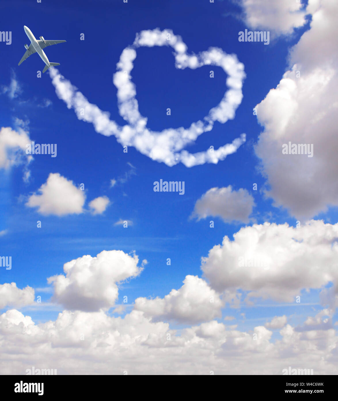 Aircraft draw a heart in the sky. Love concept for traveling the world ...