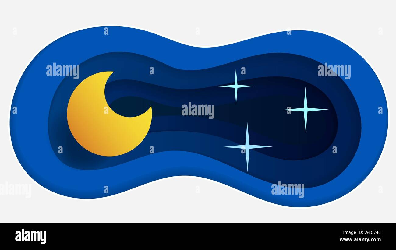 Good Night Landscape Vector Illustration In Paper Style Stock Vector ...