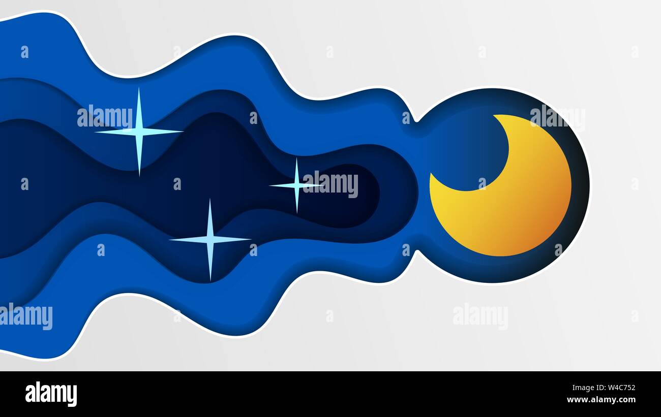 Night Sky Art Design Moon Star Paper Cartoon Sleep Vector Illustration ...