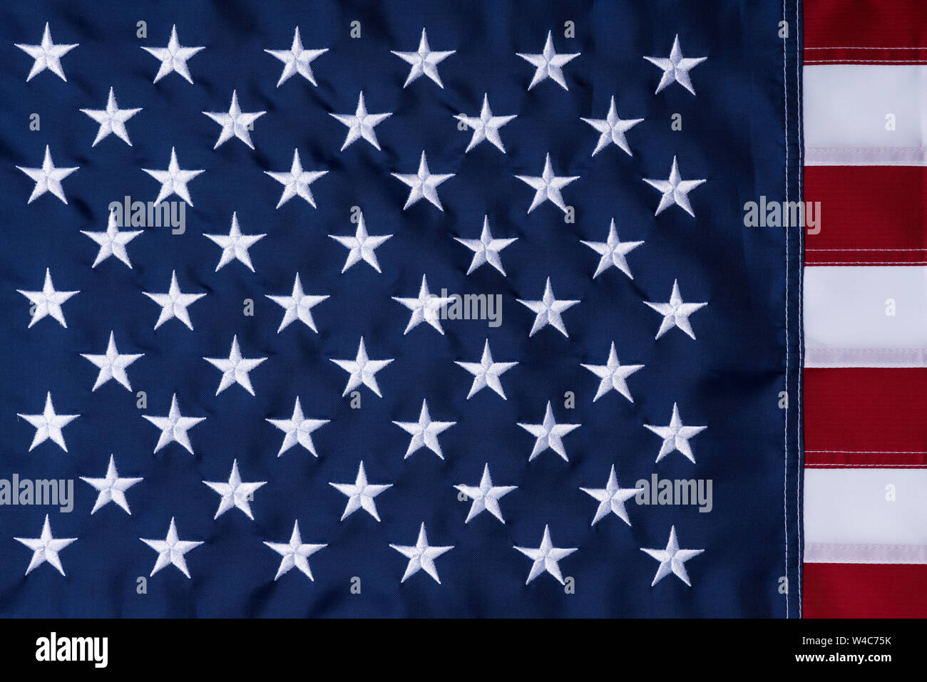 USA Flag national American United States with embroidered stars closeup ...