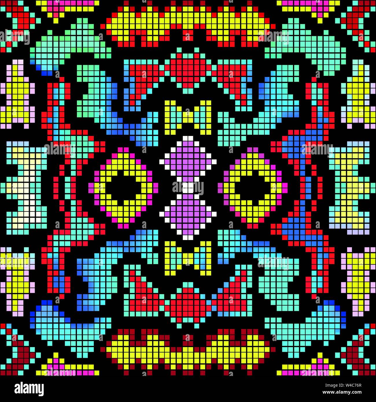 pixels colored geometric seamless pattern vector illustration Stock ...