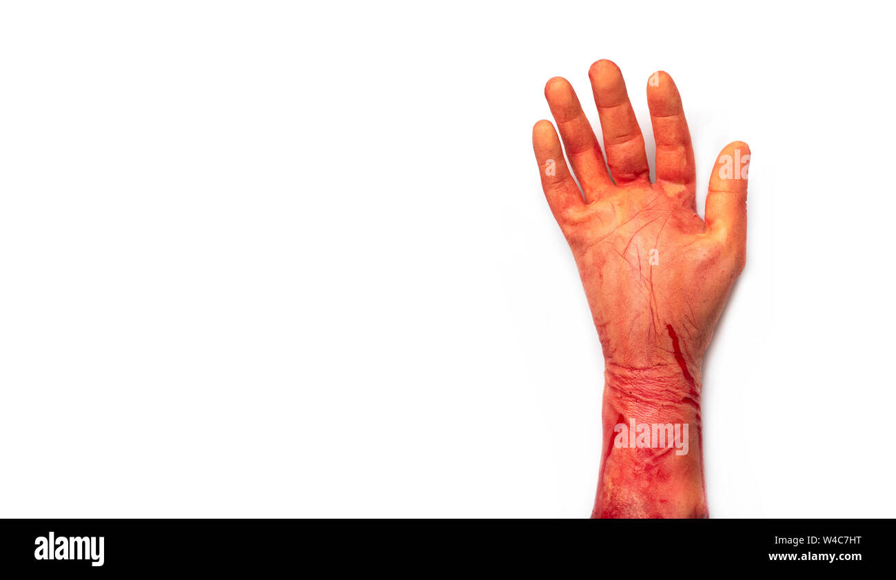 zombie hand halloween and blood isolated on white background Stock ...