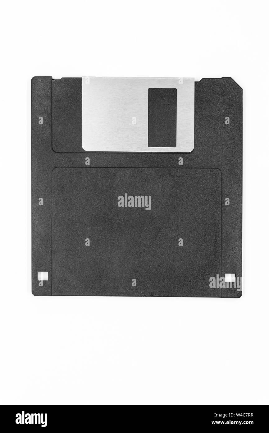 Black floppy disk with copy space on white background Stock Photo - Alamy