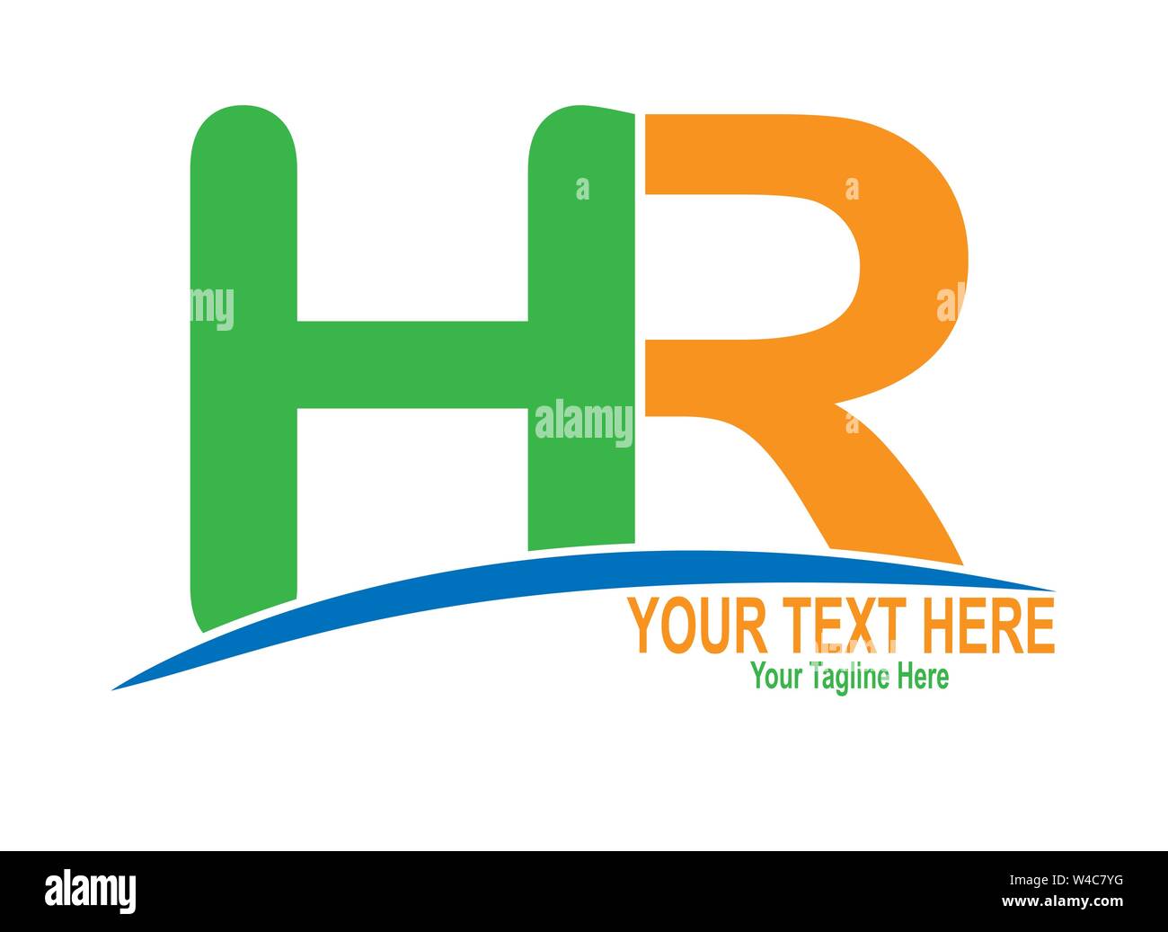 Alphabet letters H and R. Color flat style for logo, design and brand ...