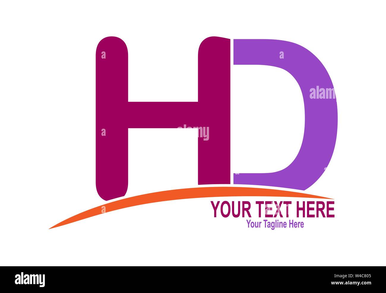 Alphabet letters H and D. Color flat style for logo, design and brand ...