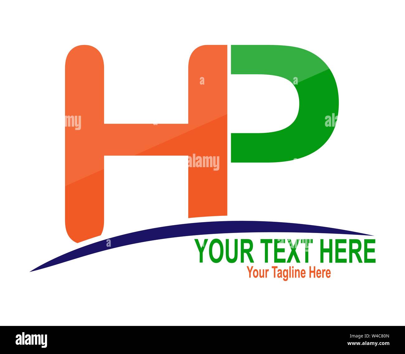 Alphabet letters H and P. Color flat style for logo, design and brand ...